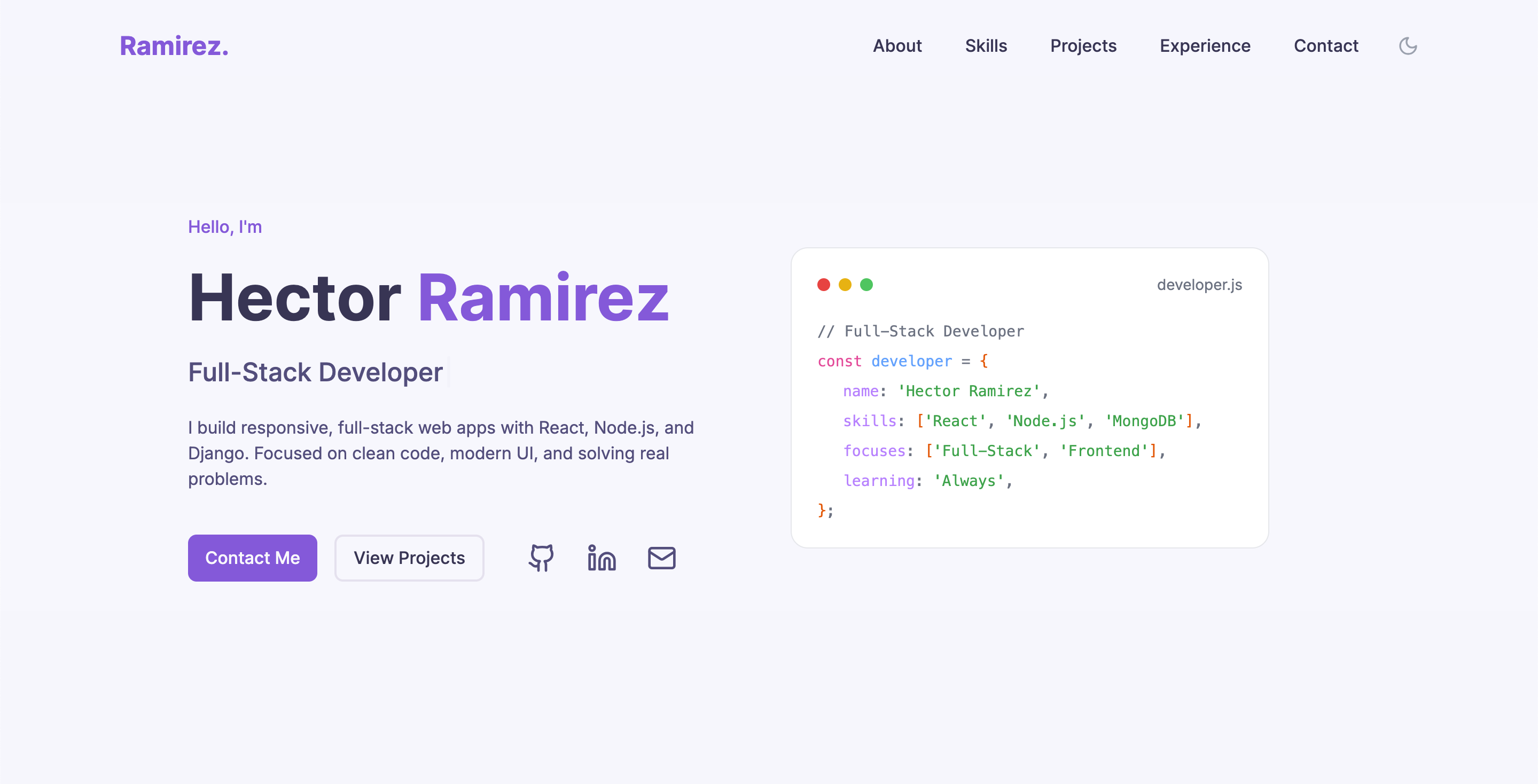 Hector Ramirez - Full Stack Developer Portfolio